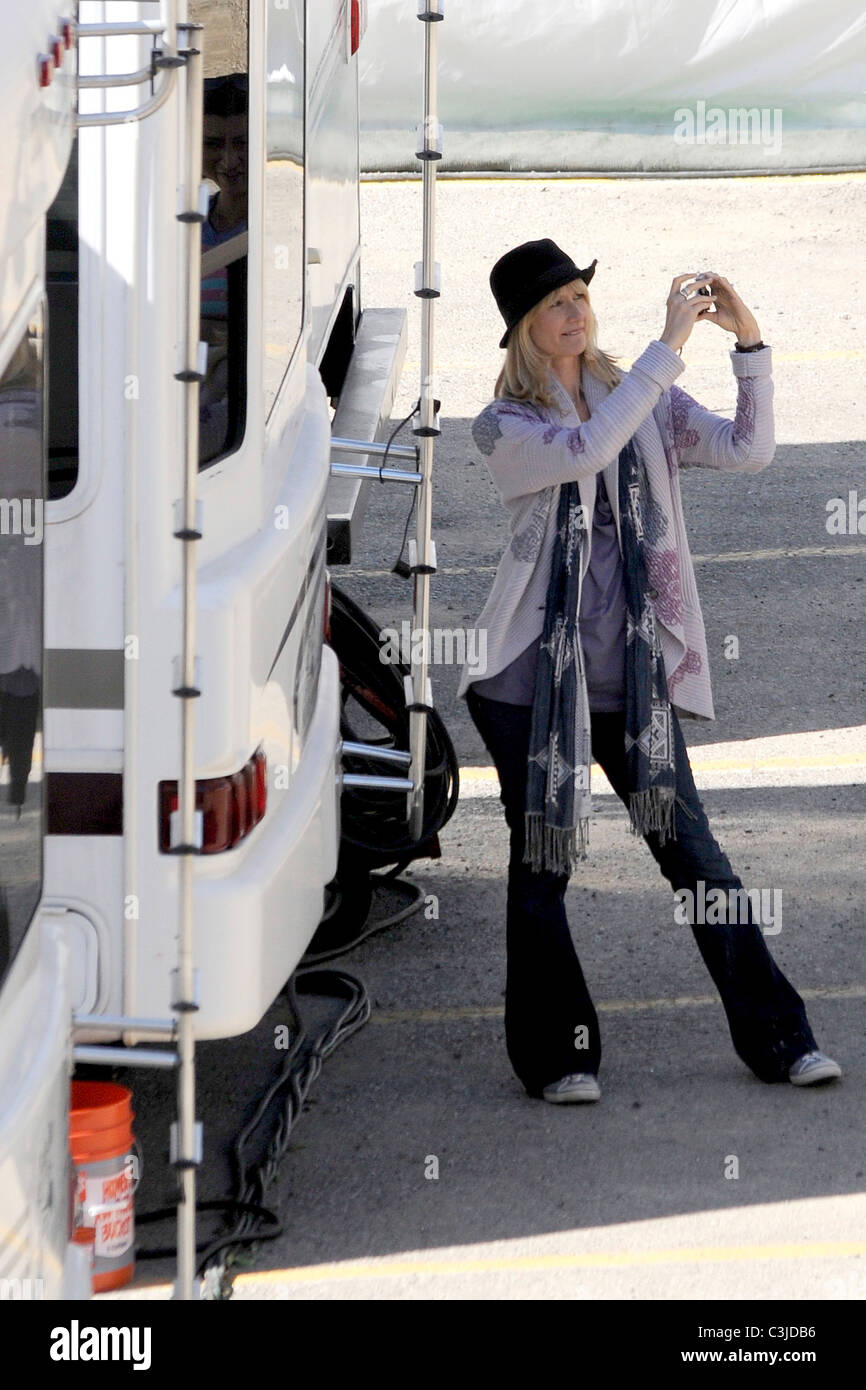 Laura Dern outside her trailer on the set of the upcoming film 'Little ...