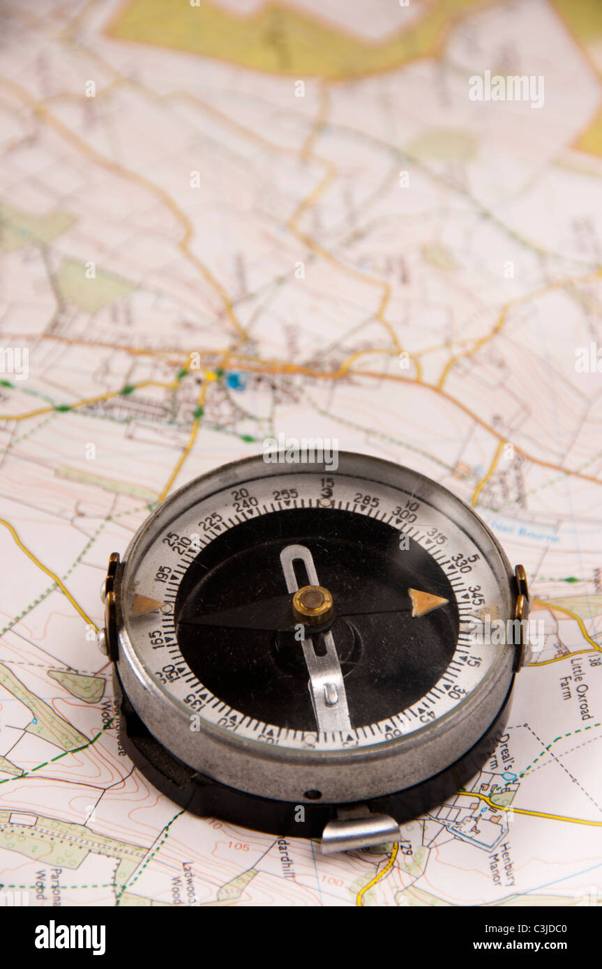 compass and map Stock Photo - Alamy