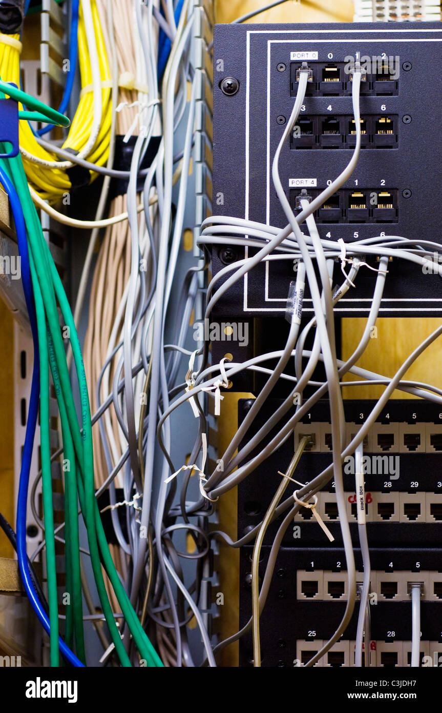 Close-up of tangled computer cables Stock Photo - Alamy