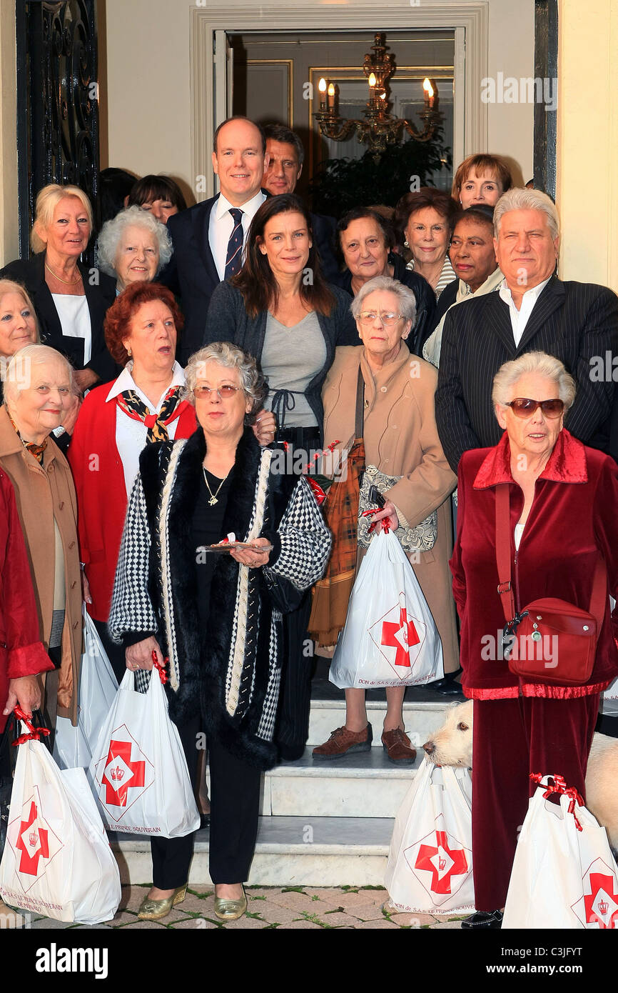 Prince Albert II of Monaco and Princess Stephanie distribute gifts and ...