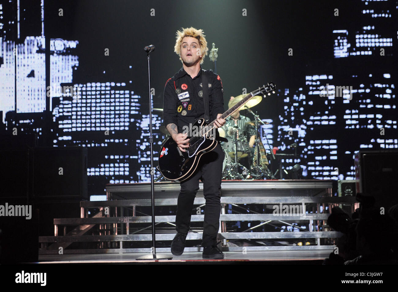 Green Day lead singer Billie Joe Armstrong performing at Wembley Arena ...