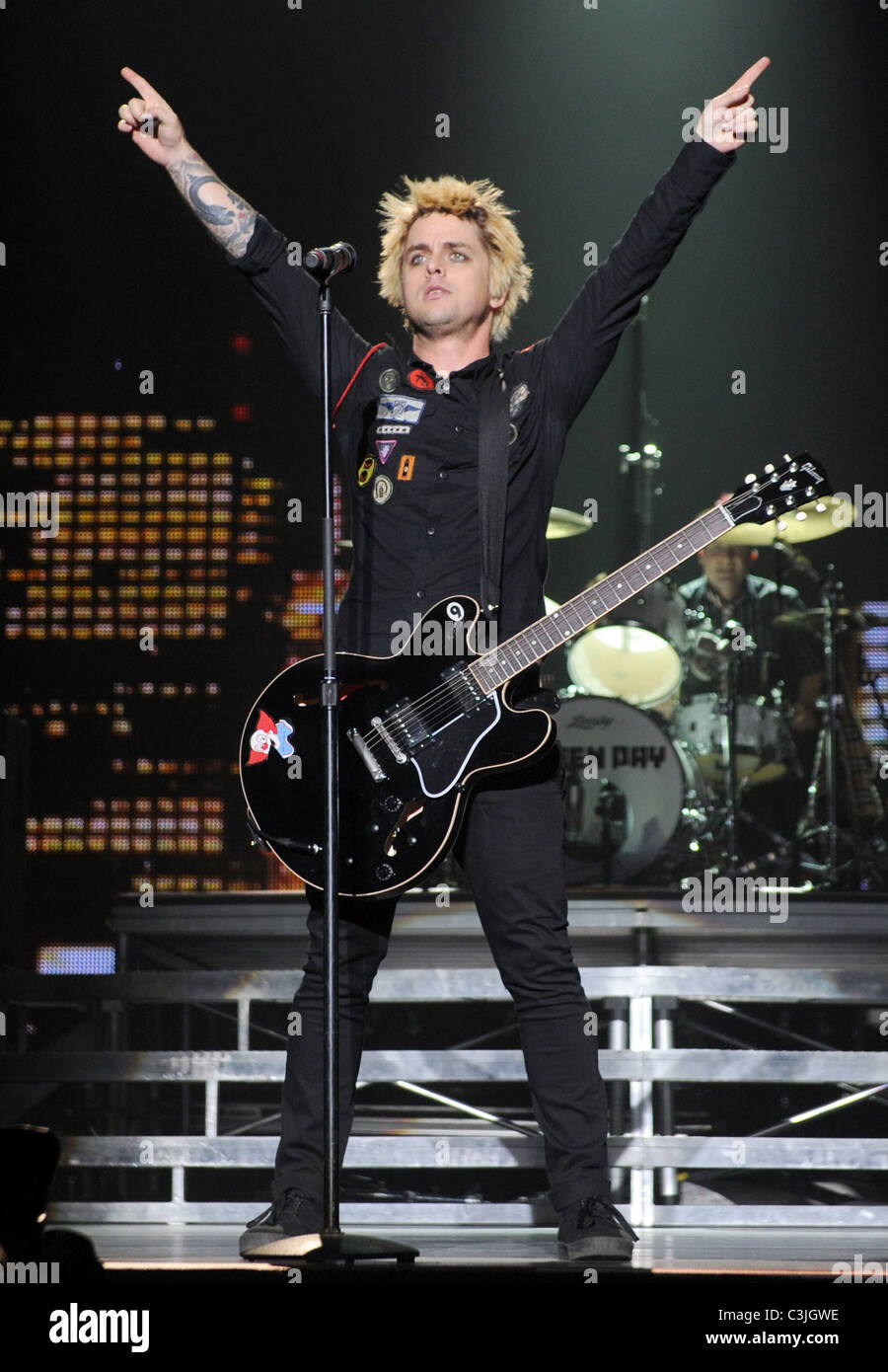 Green Day lead singer Billie Joe Armstrong performing at Wembley Arena ...