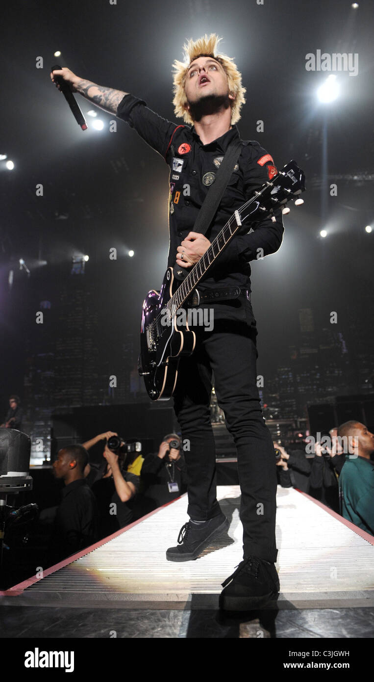 Green Day lead singer Billie Joe Armstrong performing at Wembley Arena ...