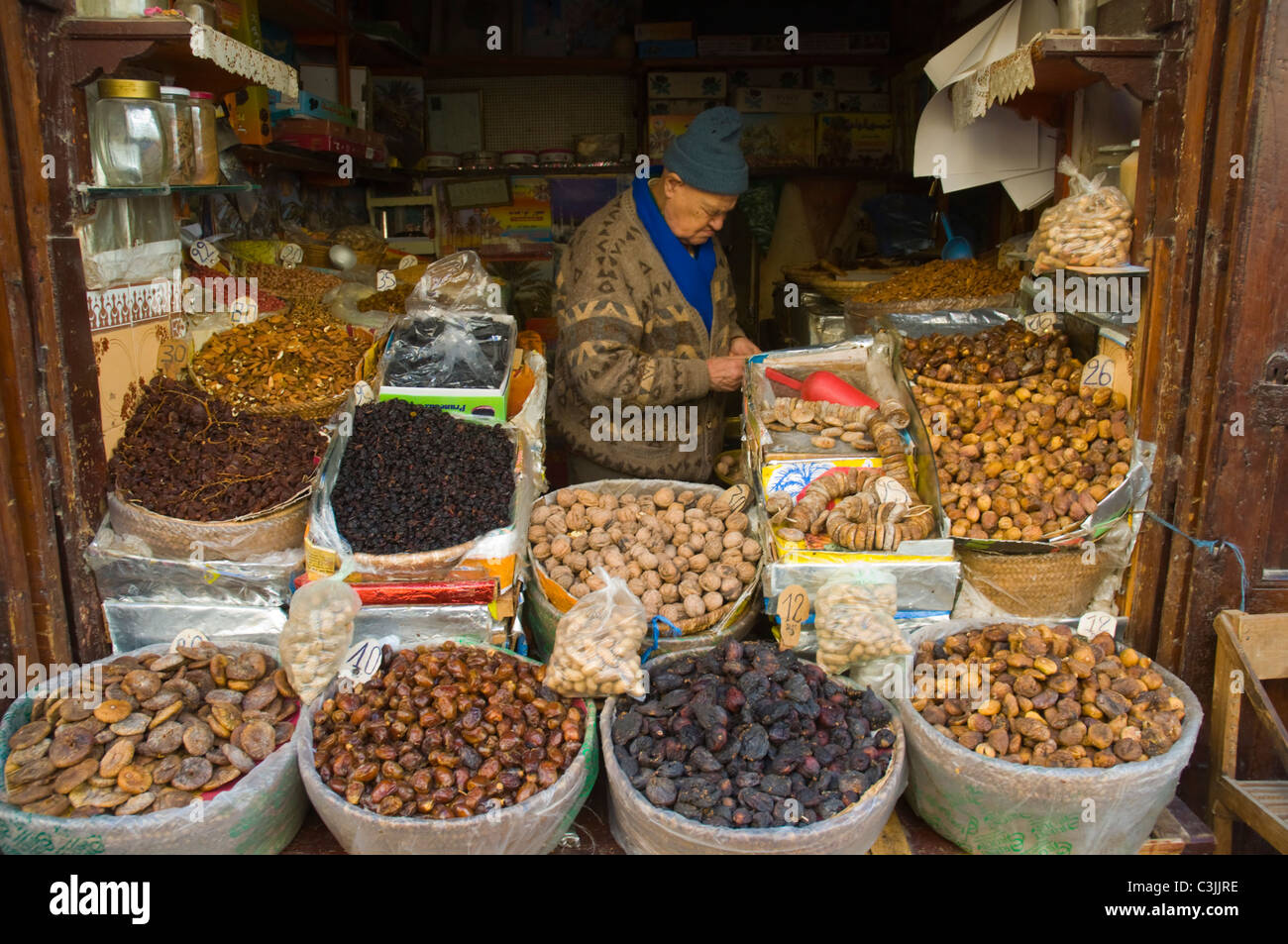 Dried fruit Medina (Fes el-Bali) old town Fez northern Morocco Africa ...