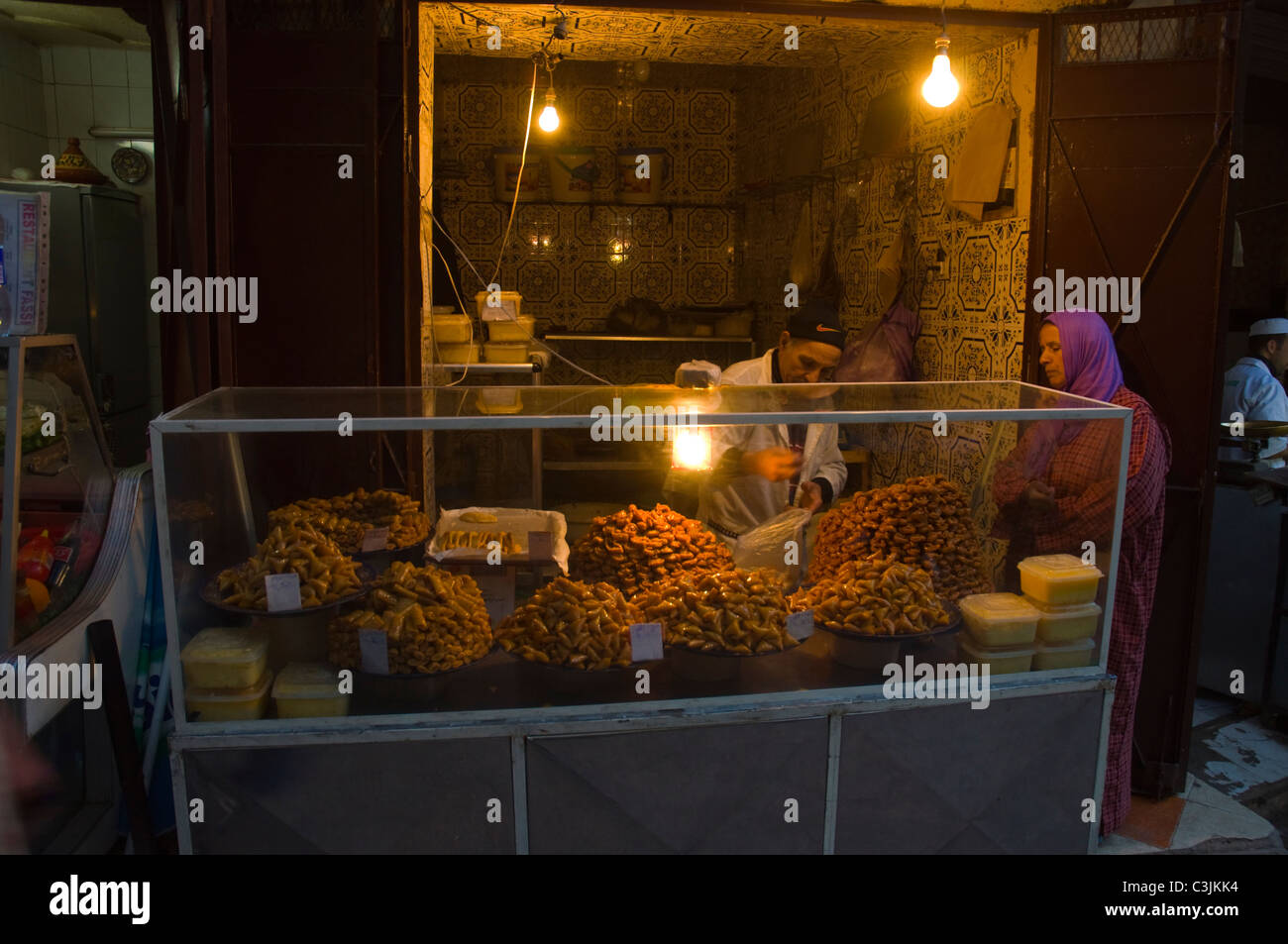 Sweets stall in market near Bab Bou Jeloud gate Medina (Fes el-Bali ...