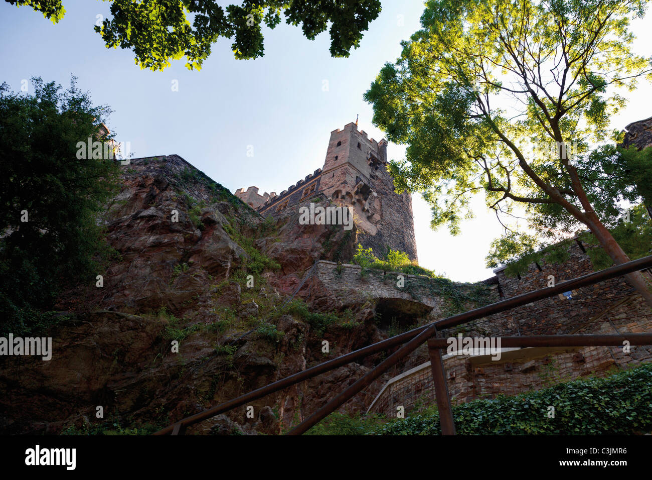 Europe, Germany, Rhineland-Palatinate, View of burg rheinstein castle ...