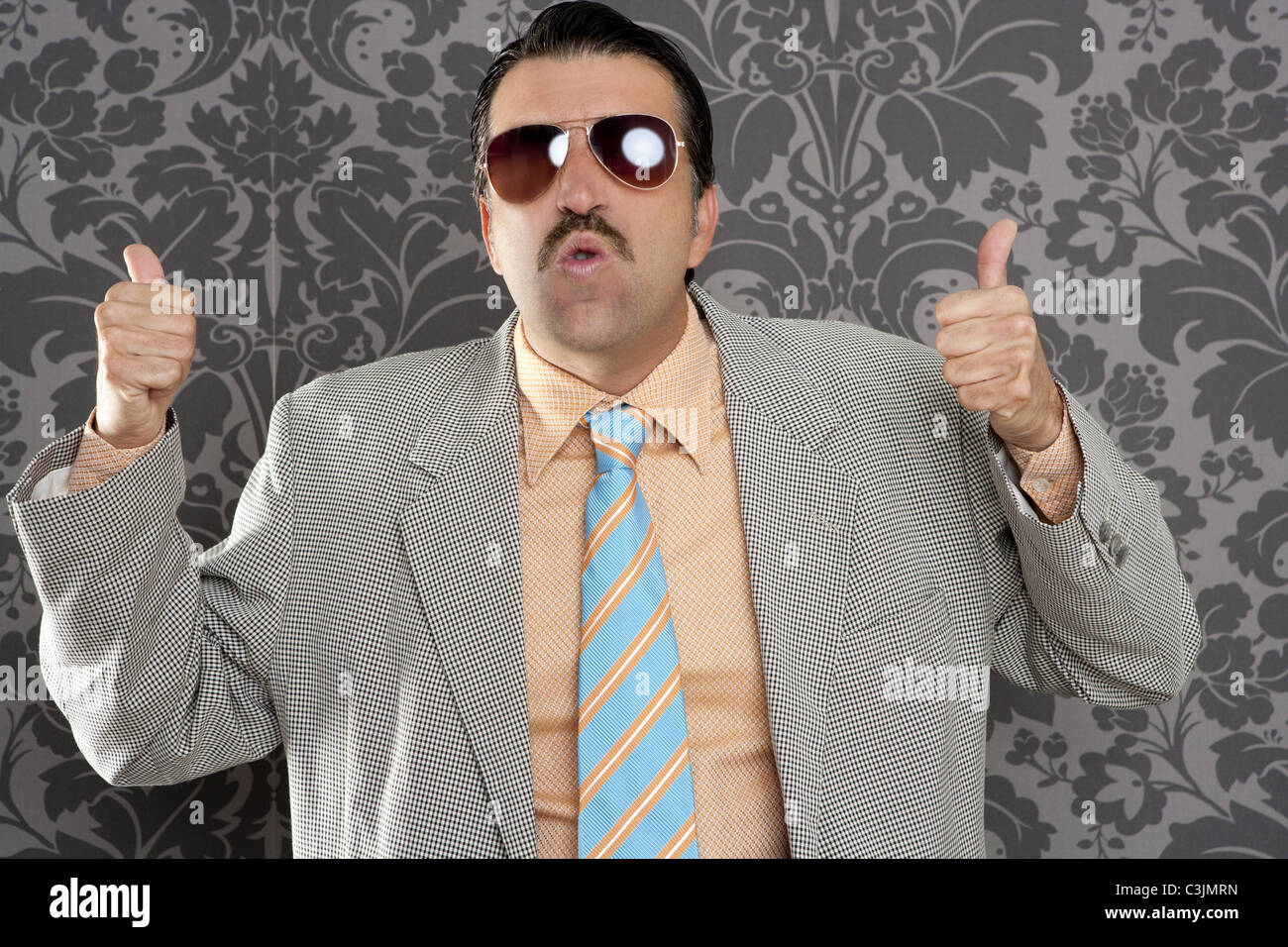 nerd retro man businessman ok positive hand gesture wallpaper ...