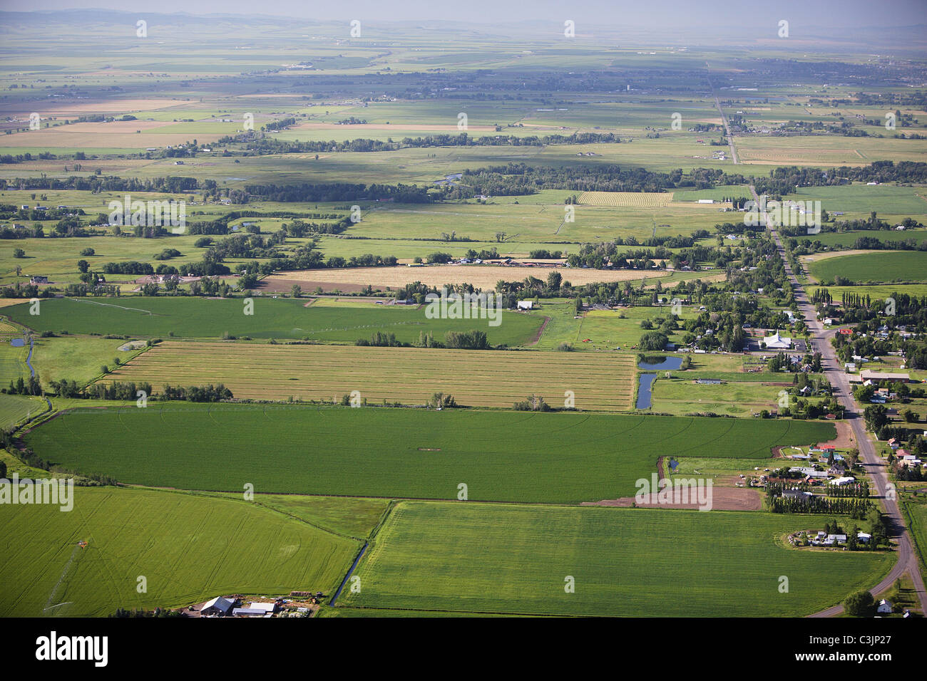An overhead view of green farmland Stock Photo - Alamy