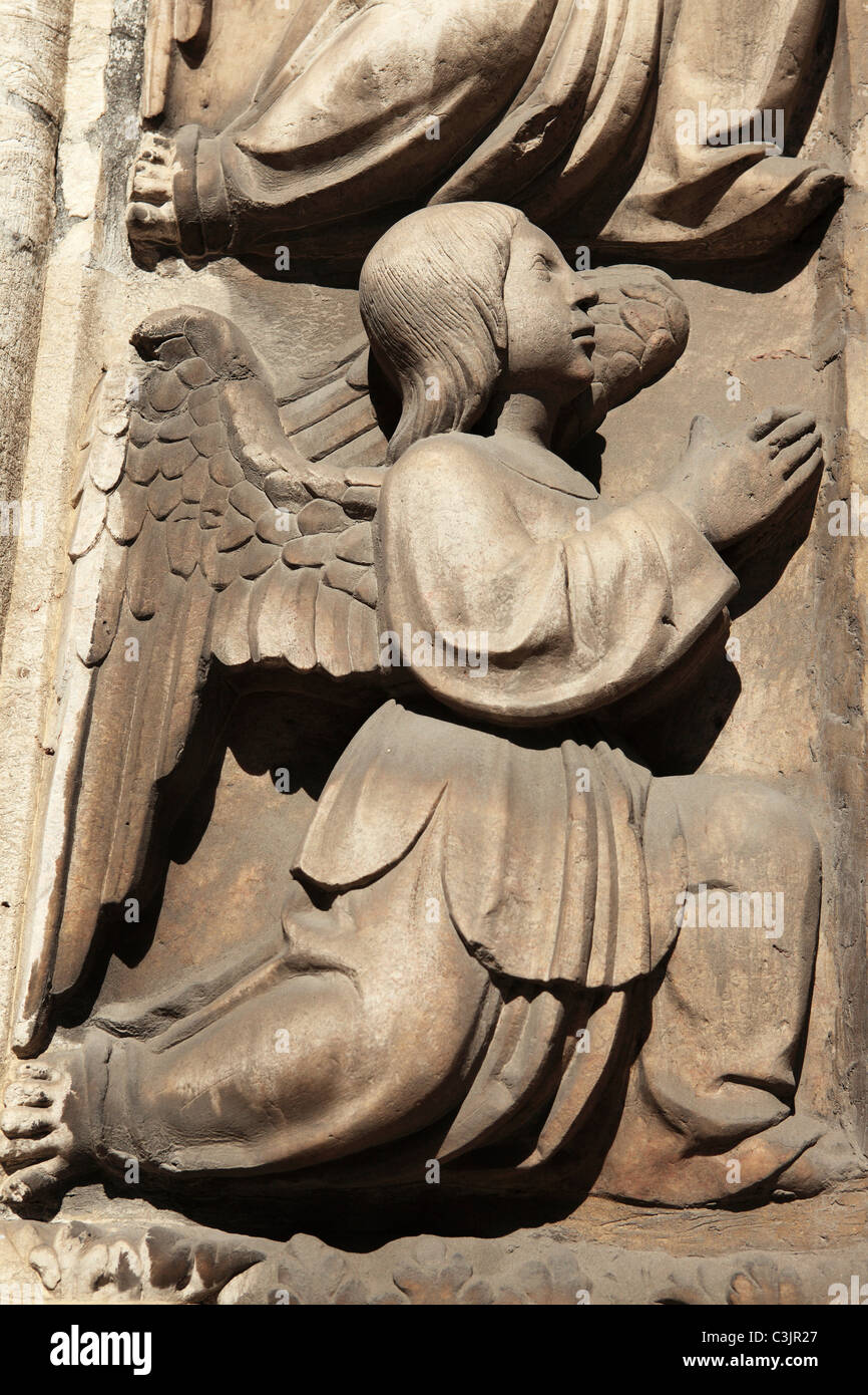 A praying angel on the Conceicao Velha Church (Igreja da Conceição ...