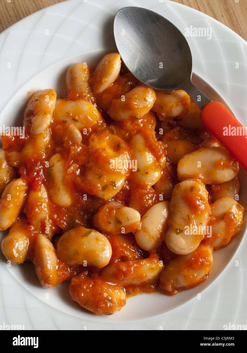 Greek Cuisine. A plate of Gigandes- Fasolada (Giant Beans Stock Photo ...