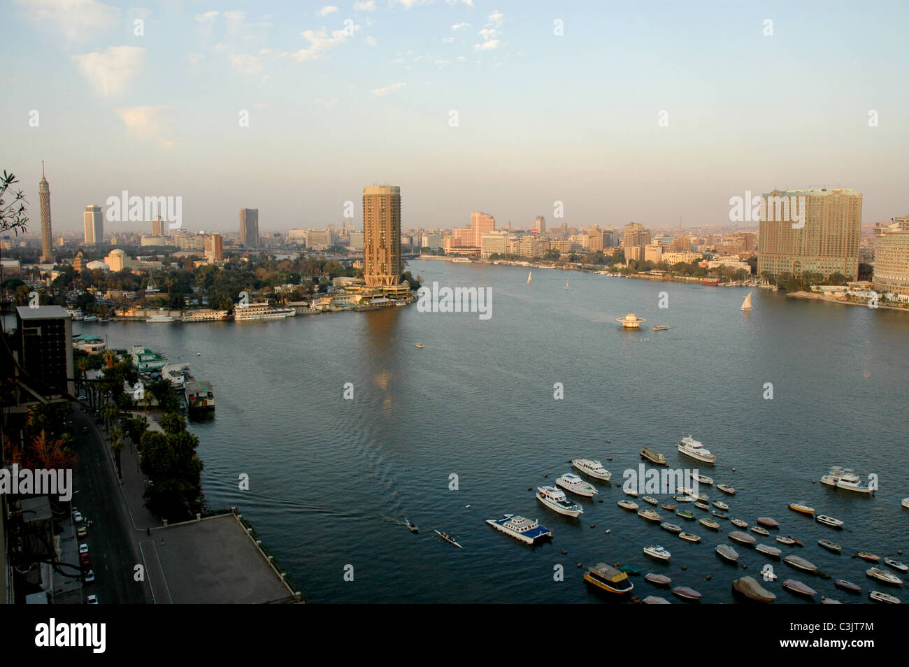 The Nile River as it flows through Egypt's capitol Cairo - the world's ...