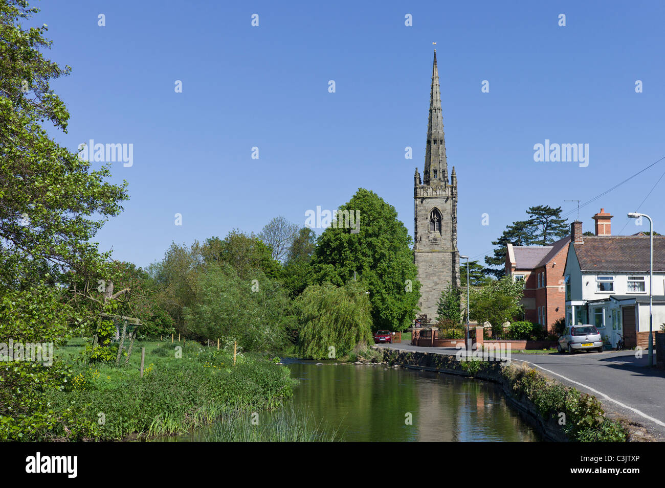 Witherley village in Leicestershire with River Anker Stock Photo - Alamy