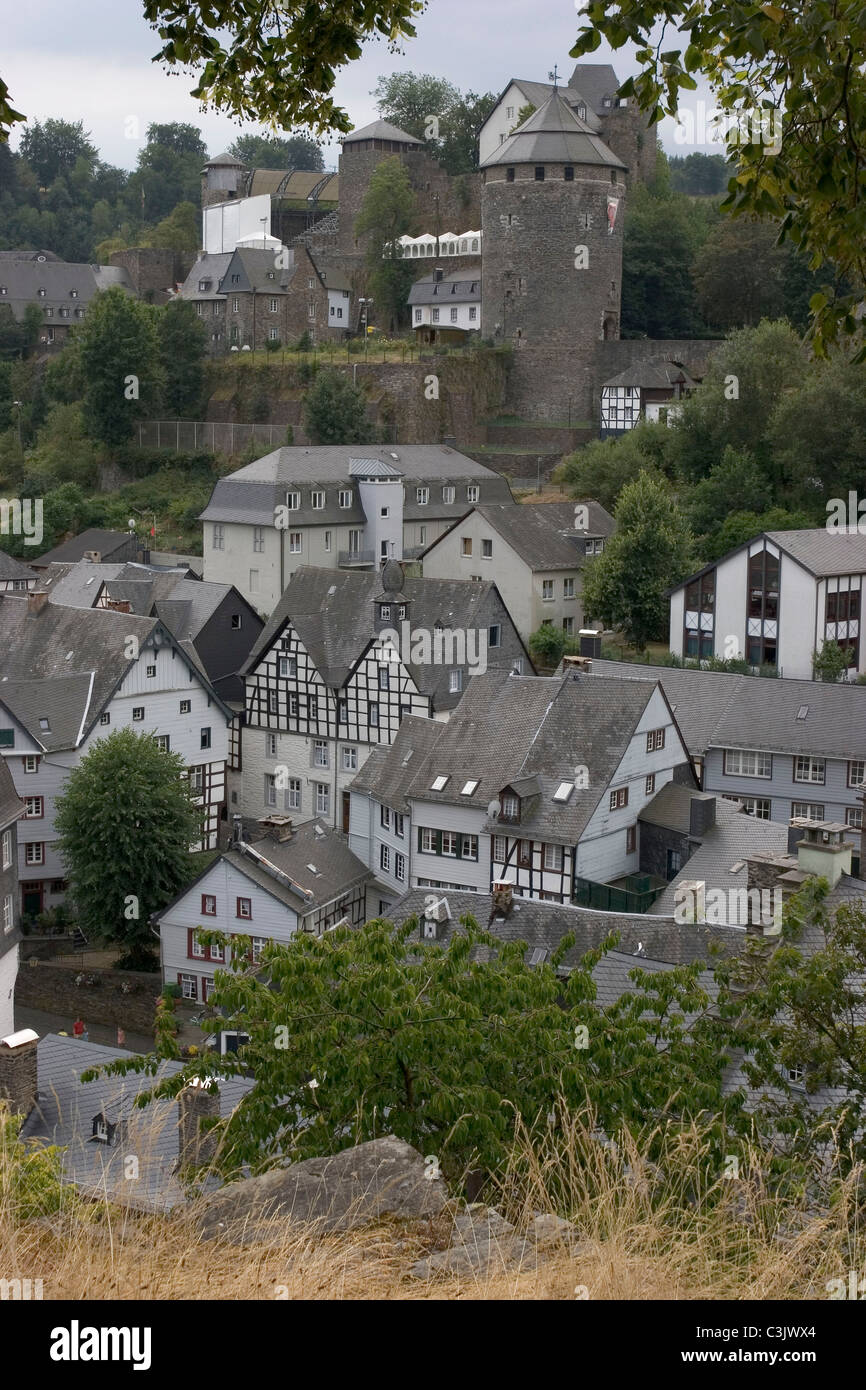 Monschau, Blick auf die Burg, View, castle, Deutschland, Germany Stock ...