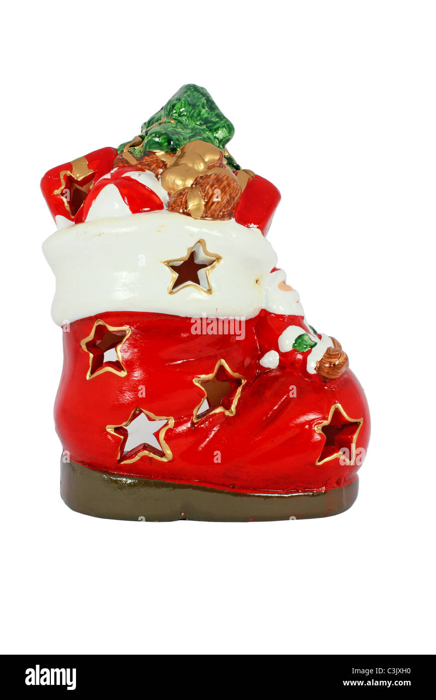 Little decorative red boot isolated on white Stock Photo - Alamy