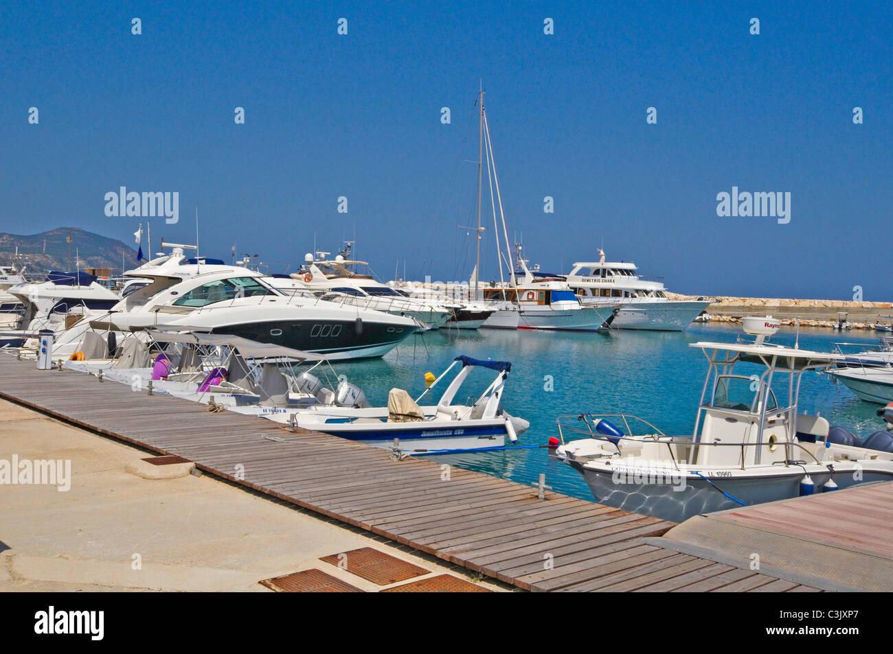 The marina area of the old harbour at Lakki the small town in the ...