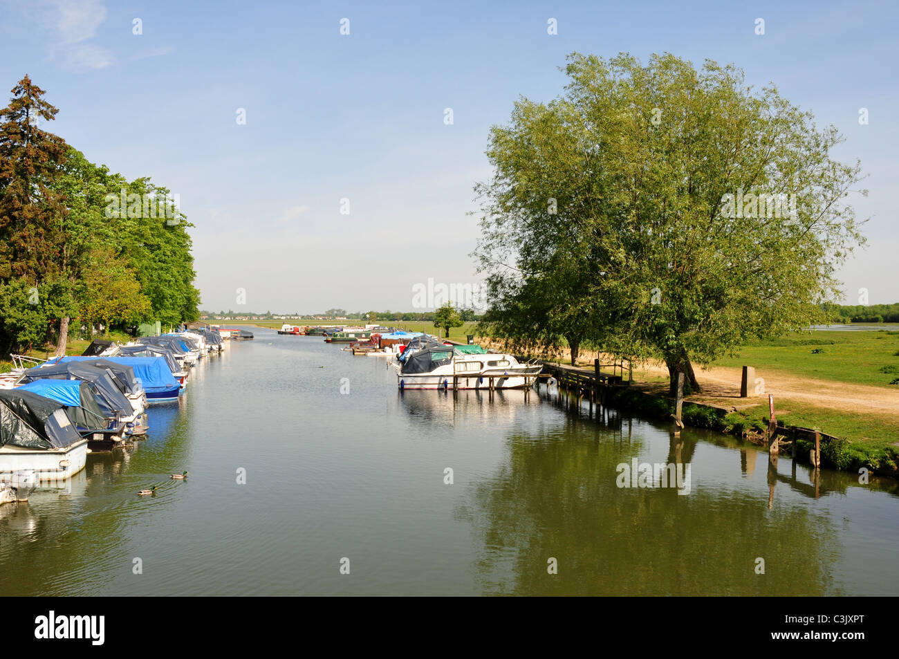 River Thames flowing by Port Meadow, Oxford, Oxfordshire Stock Photo ...