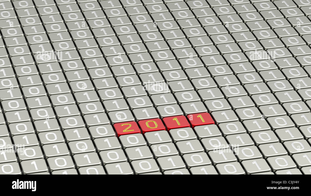 field of 010 with 2011, 3d render, background Stock Photo - Alamy