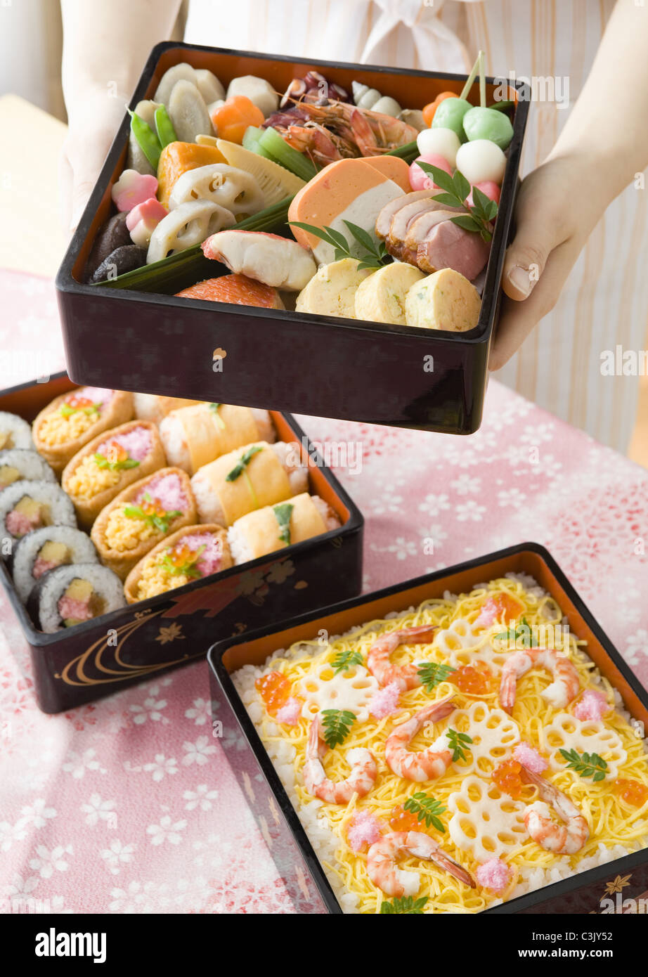 Flower viewing boxed lunch Stock Photo - Alamy