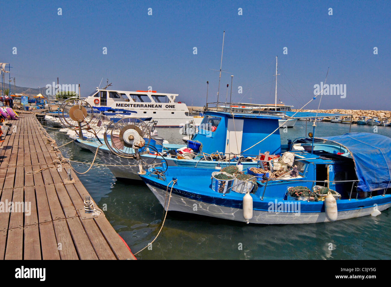 The marina area of the old harbour at Lakki the small town in the ...