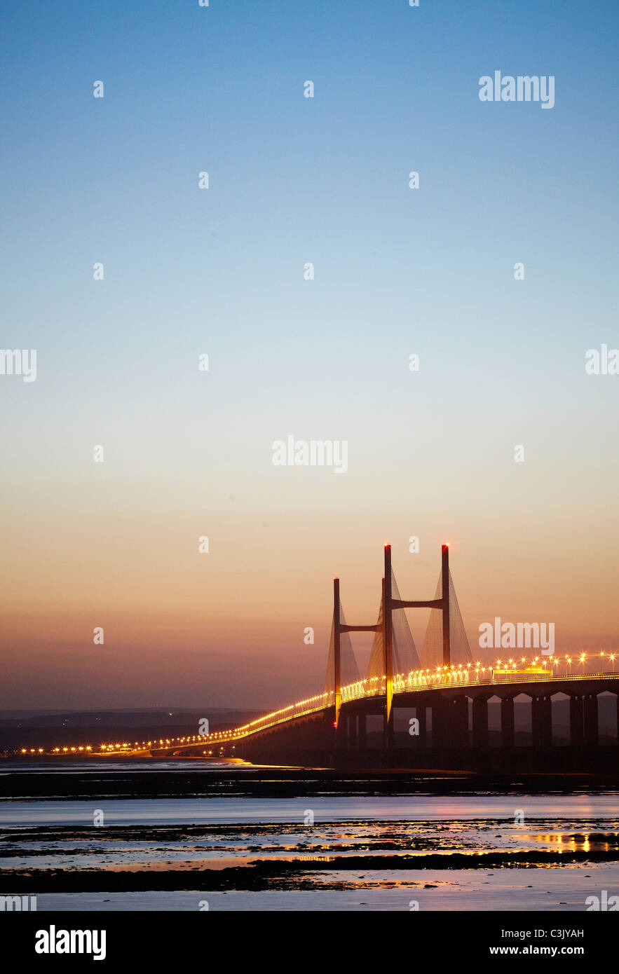 The Second River Severn Bridge Crossing at Dusk. The Bridge connects ...