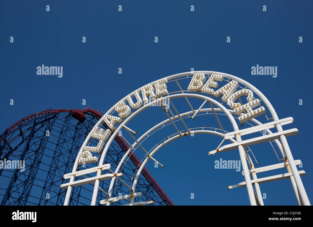 The Rides and Attractions, metal entrance arch of the Blackpool ...
