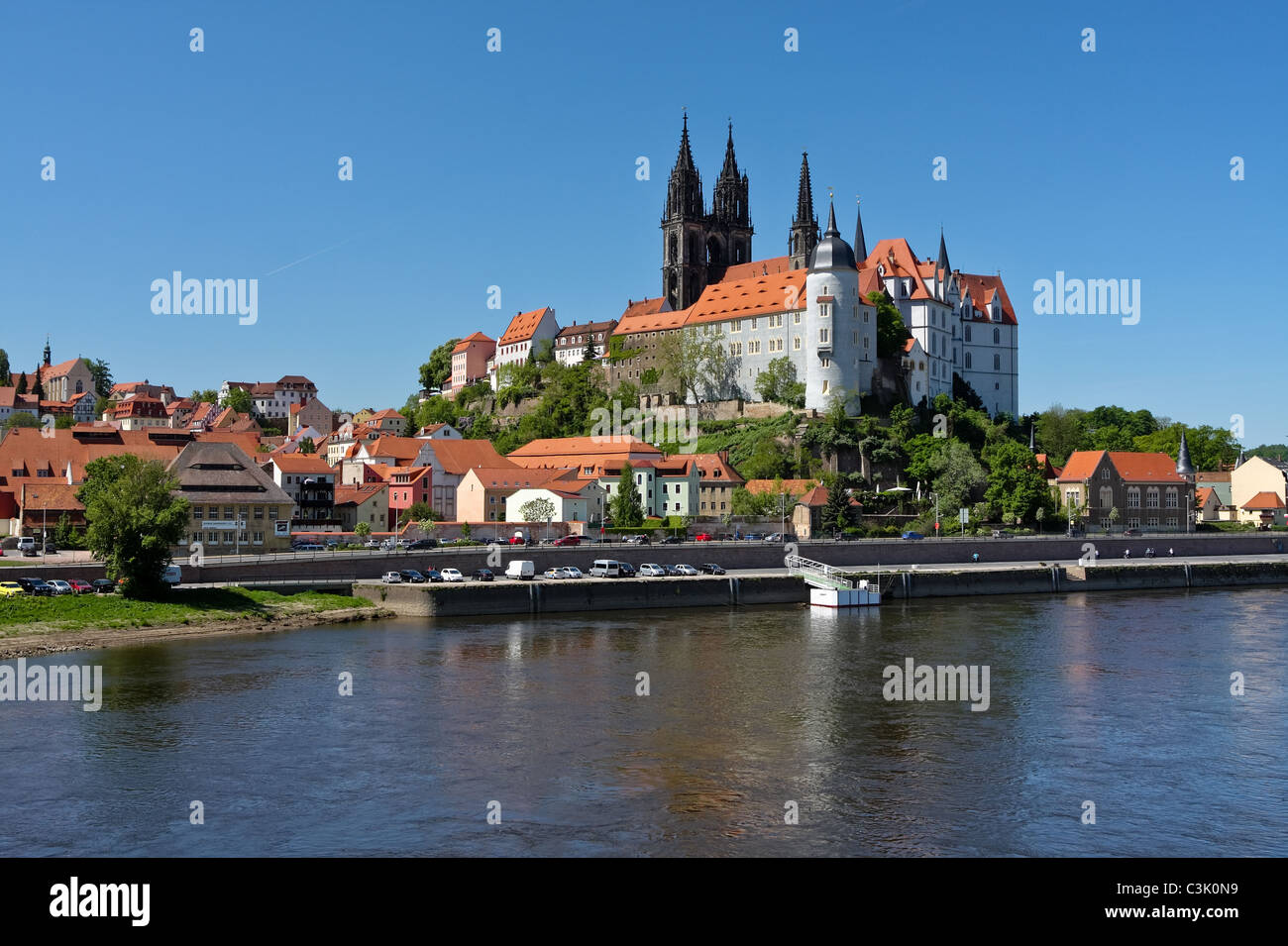 City of Meißen with the Albrechts castle and cathedral; Saxonia ...