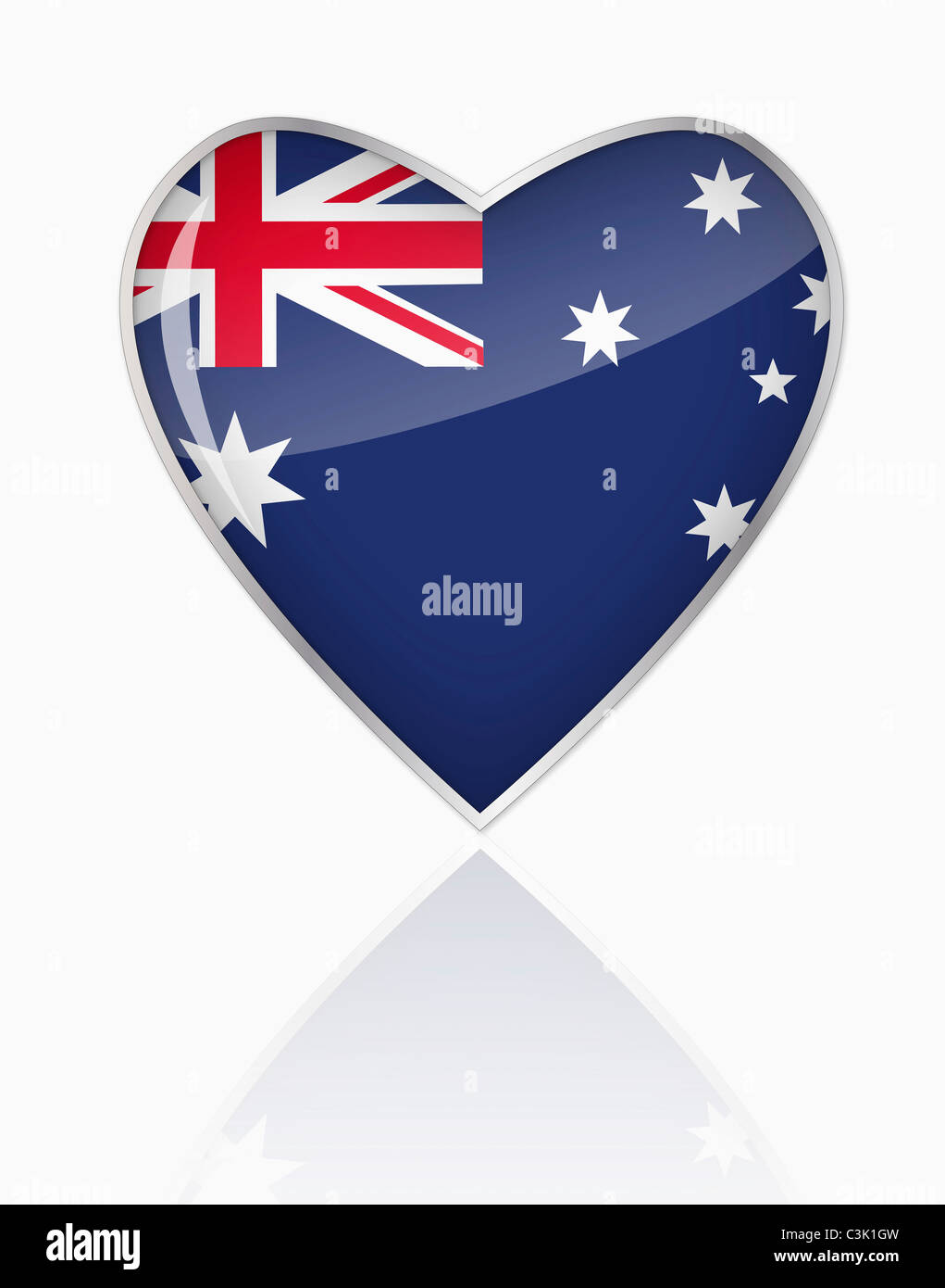 Australian flag in heart shape on white background Stock Photo - Alamy