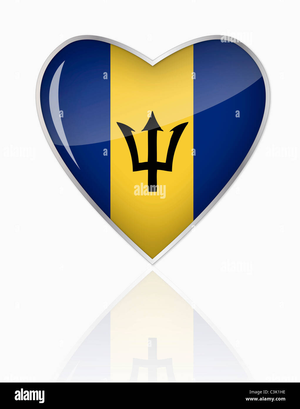 Barbados flag in heart shape on white background Stock Photo - Alamy