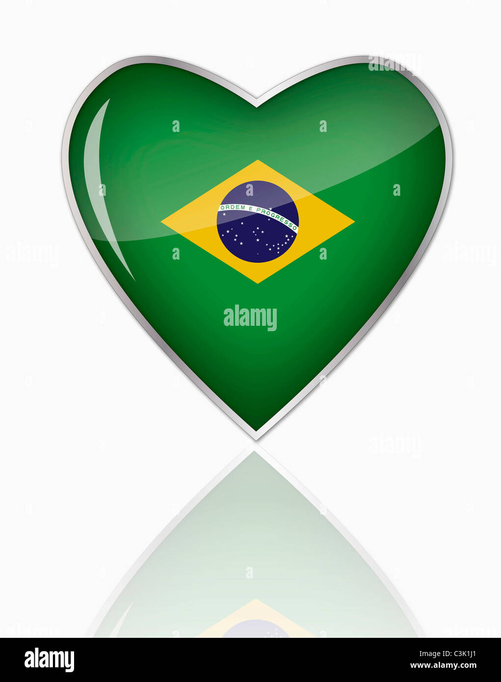 Brazilian flag in heart shape on white background Stock Photo - Alamy