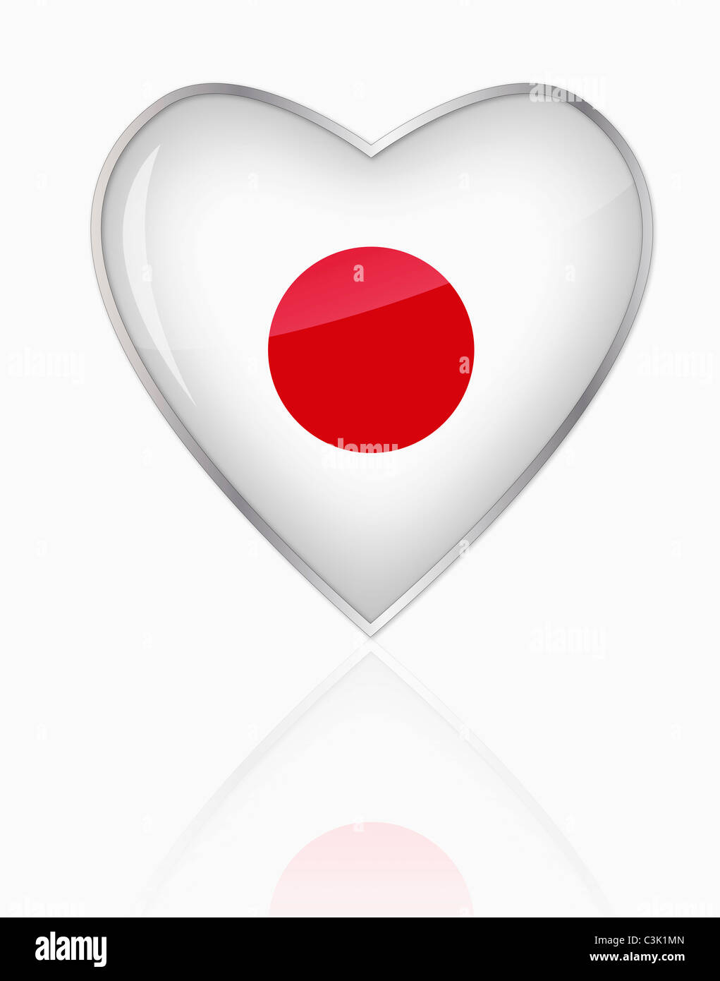 Japanese flag in heart shape on white background Stock Photo - Alamy