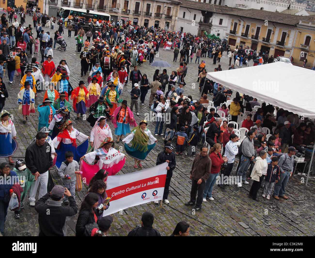 In Quito Ecuador folkloric and traditional dance groups parade through ...