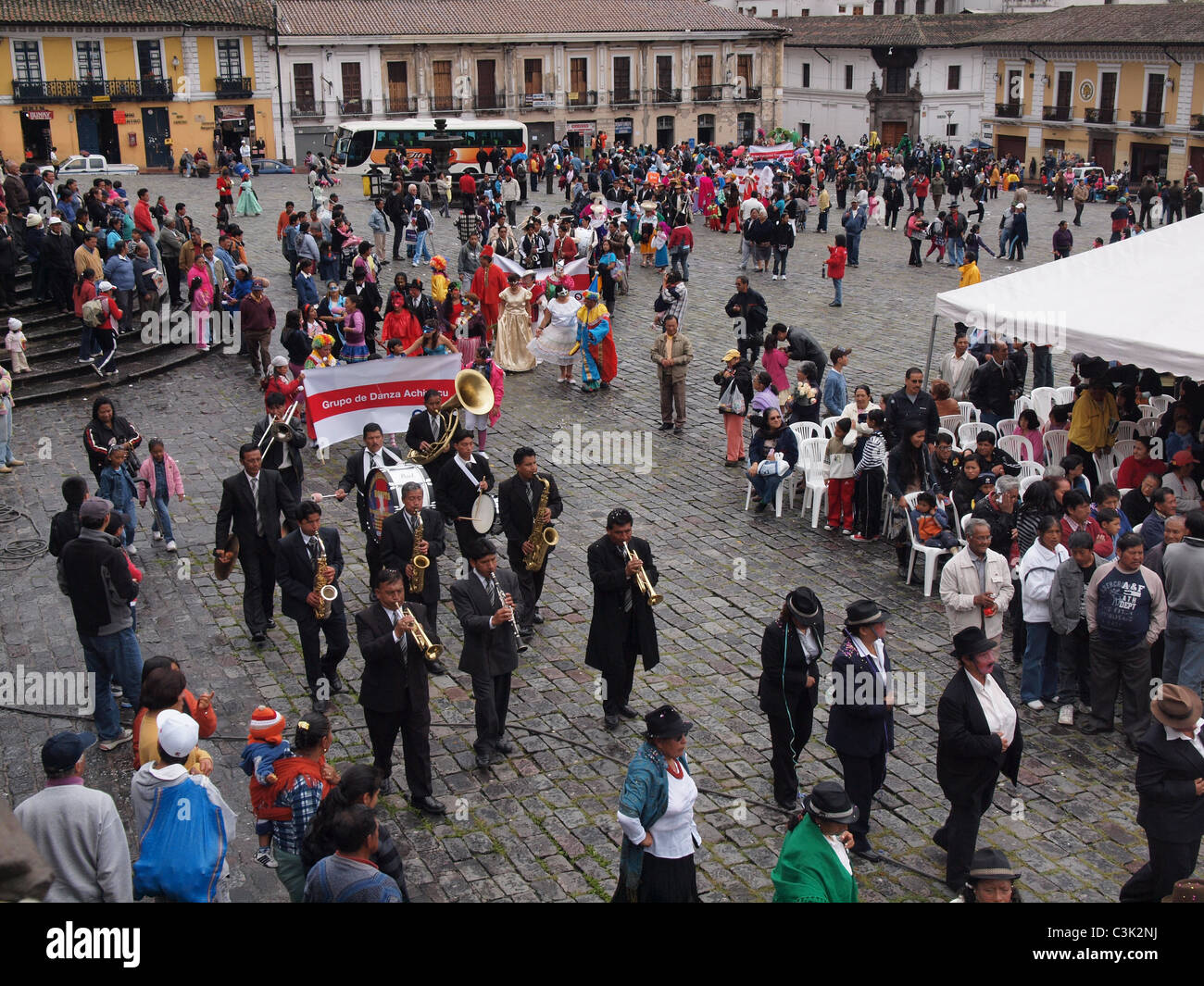 In Quito Ecuador folkloric and traditional dance groups parade through ...