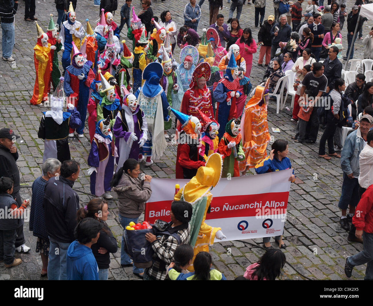 One of the dance groups that parade through the streets of Quito during ...