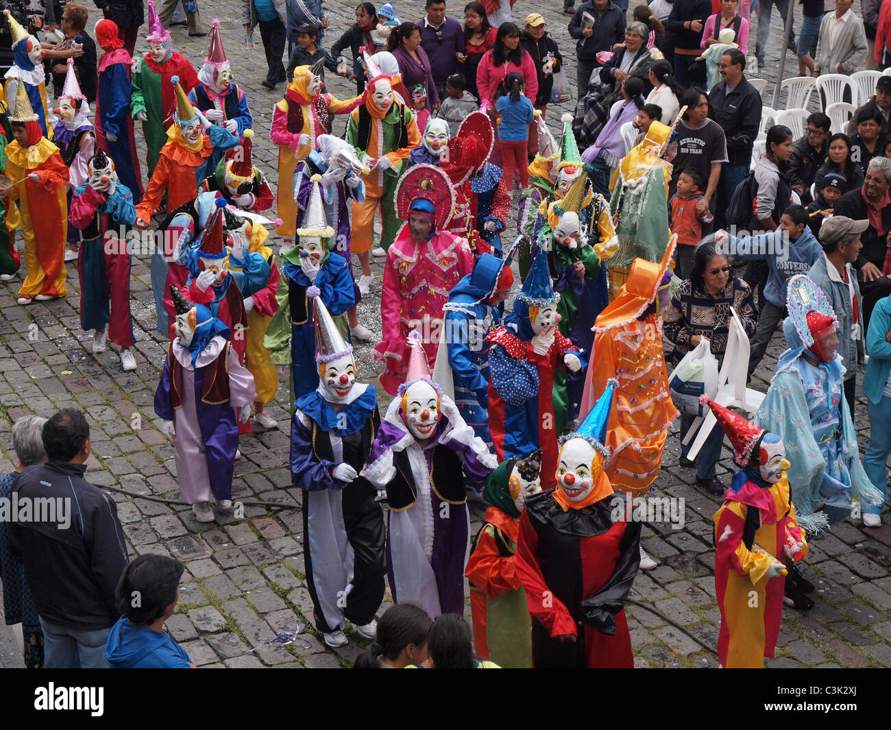 One of the dance groups that parade through the streets of Quito during ...
