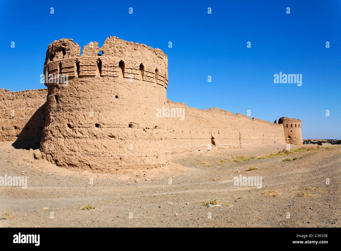 A caravanserai still in use, close to the town of Nain in southern Iran ...