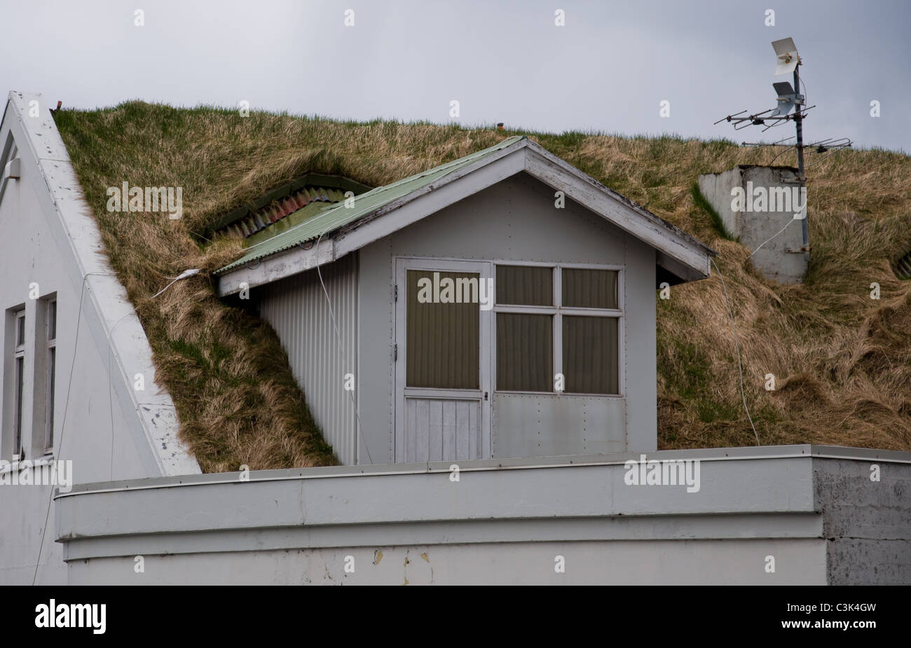 Grass on roof of house for insulation, Reykjavik, Iceland Stock Photo ...