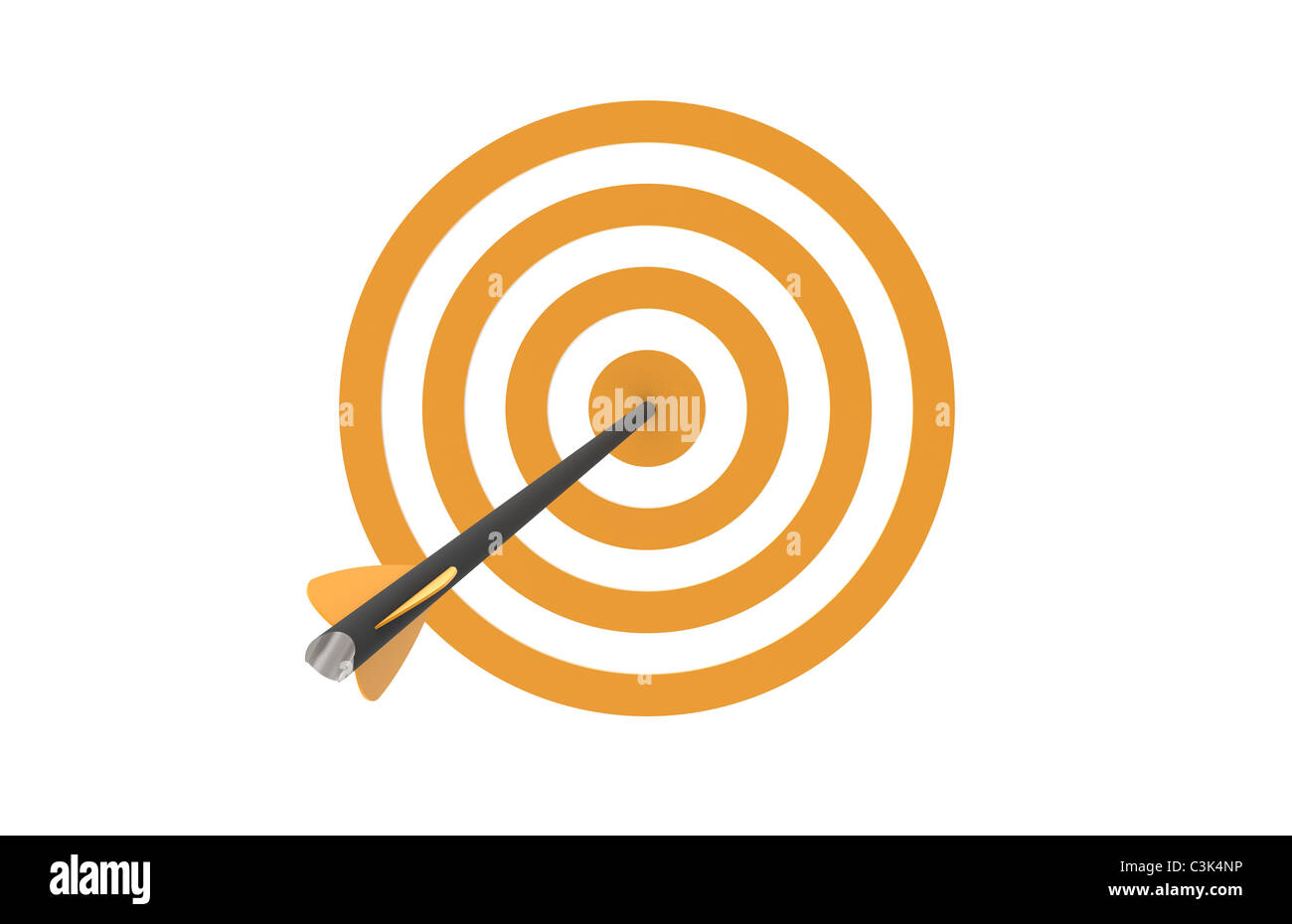 Bull's eye. Black Arrow hitting Bull's eye Stock Photo - Alamy
