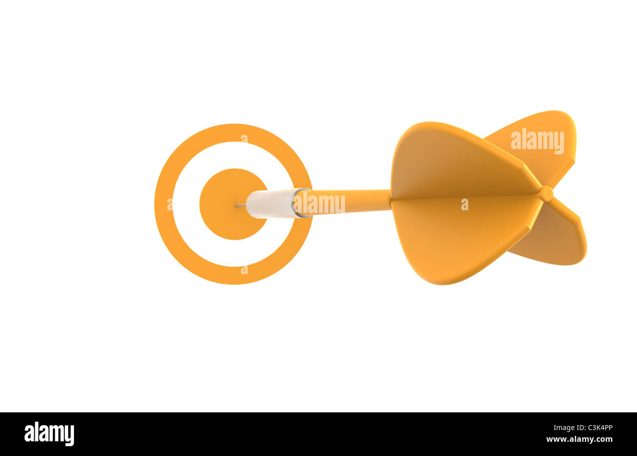 Business Success Concept, Bulls Eye. Orange Arrow hitting Bulls Eye ...