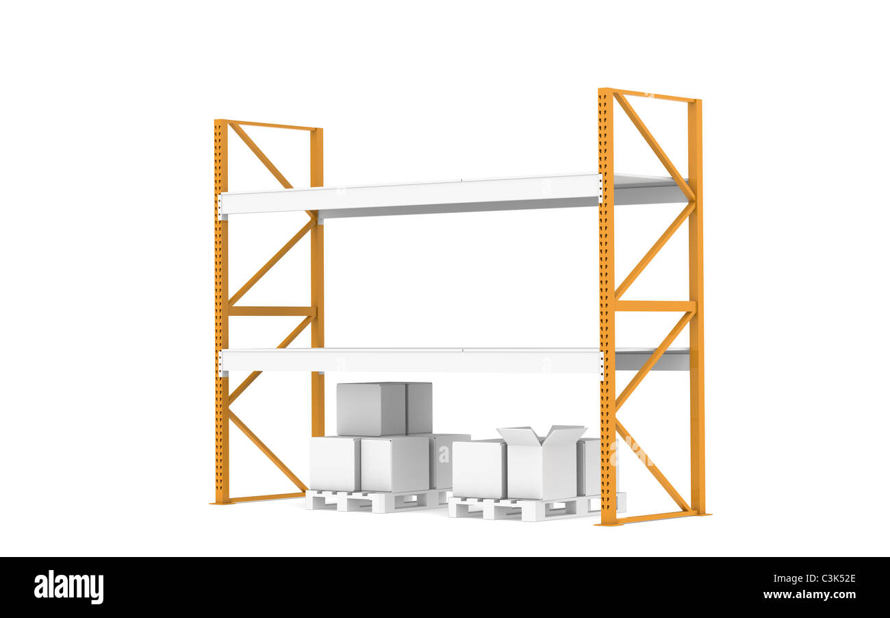 Warehouse Shelves. Rack with low Stock Level. Part of warehouse series ...