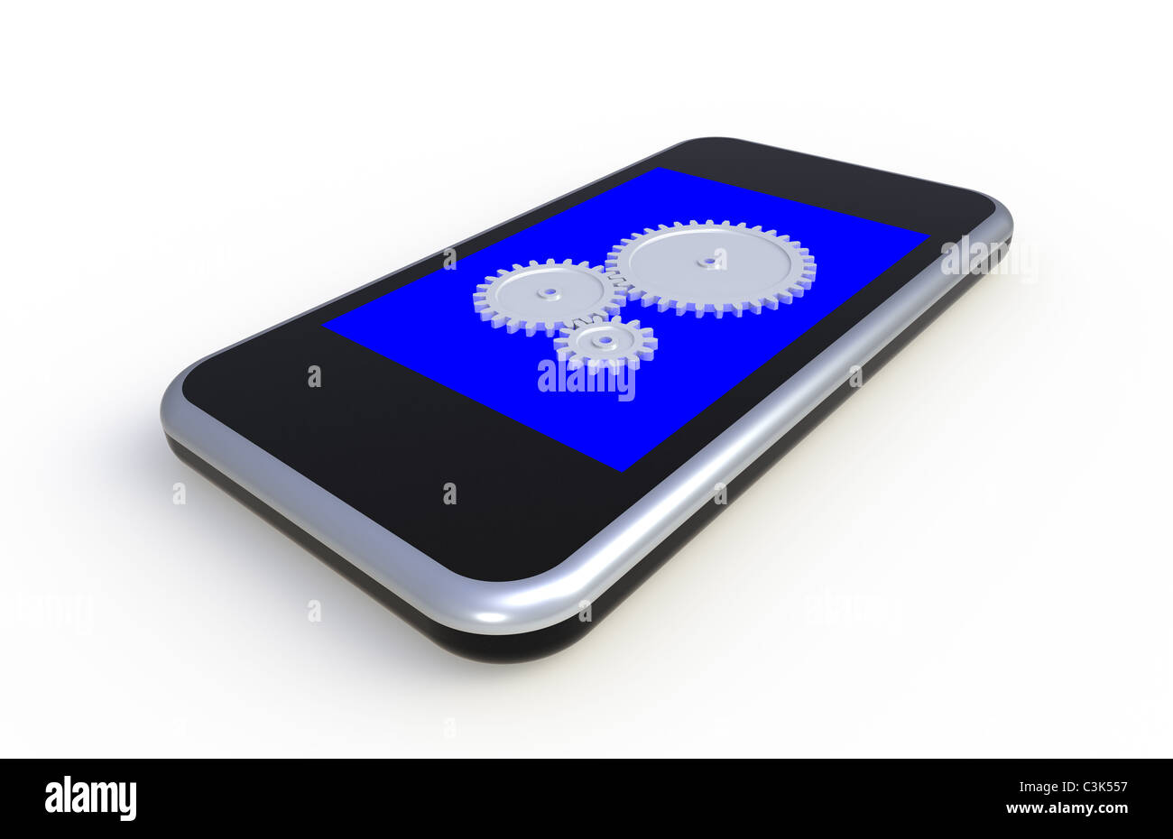 Mobile Phone, with gear wheels. Back lit Led Stock Photo - Alamy