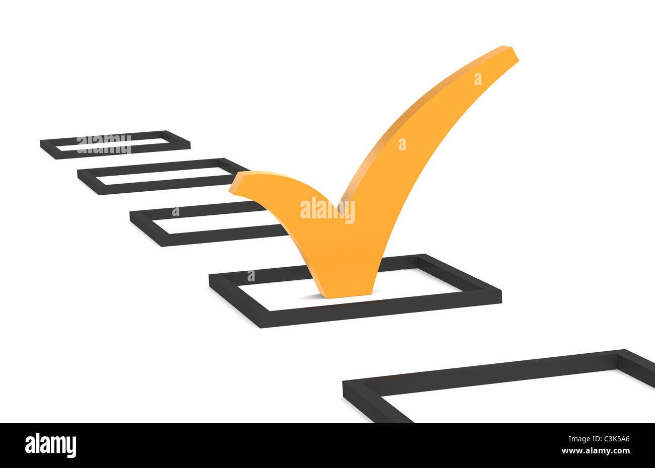 Orange Check-Mark, with boxes Stock Photo - Alamy