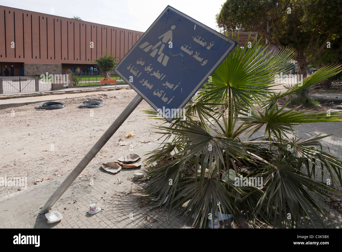 Pedestrian sign amidst the modernisation work being carried out in ...