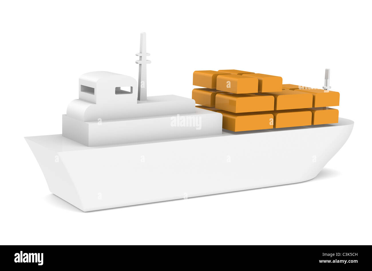 Cargo Ship. Simplified Cargo ship with orange containers Stock Photo ...