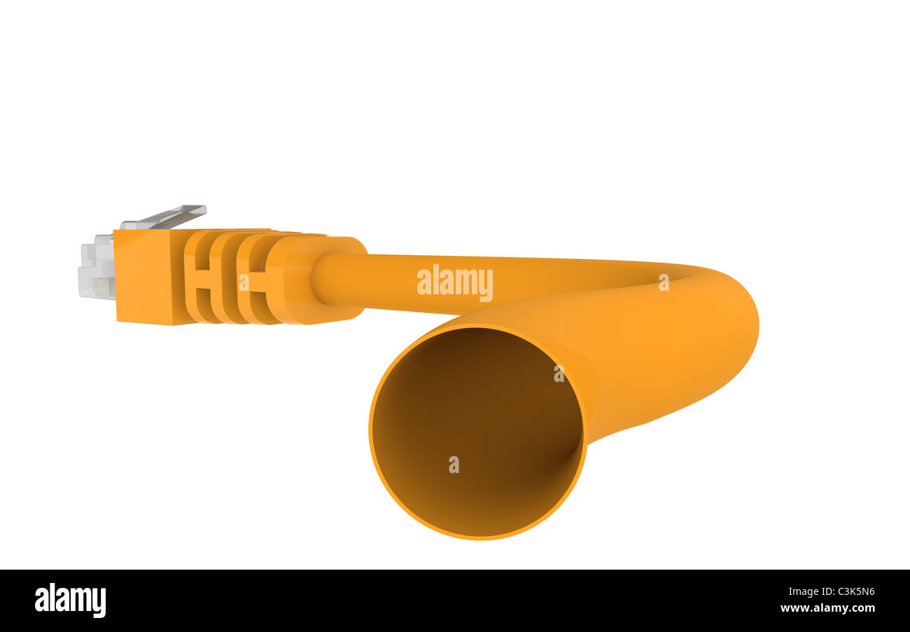 Information Orange. Network Cable isolated on White Stock Photo - Alamy