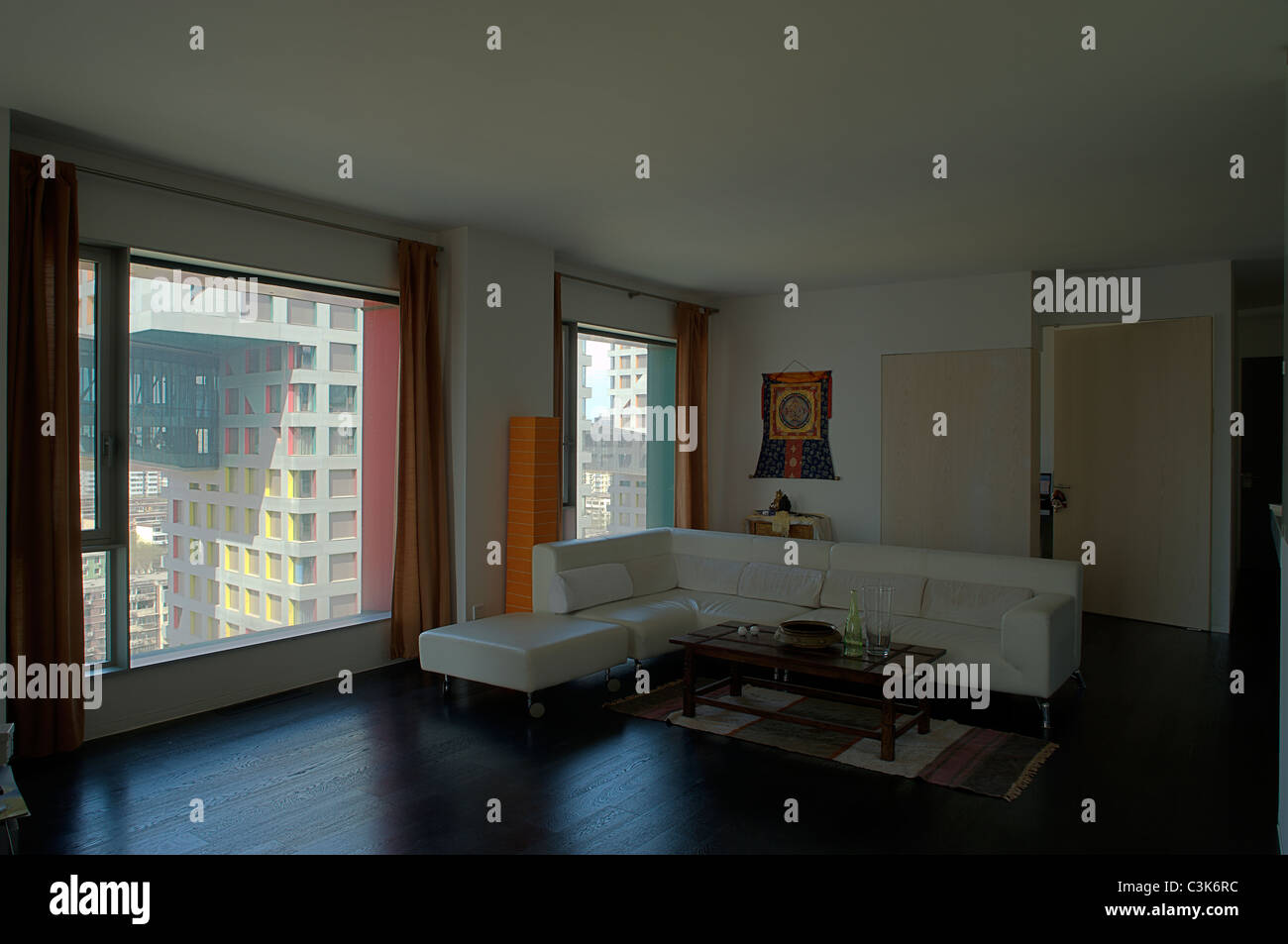 Interior view of a unit, Moma Linked Hybrid complex by architect Steven ...
