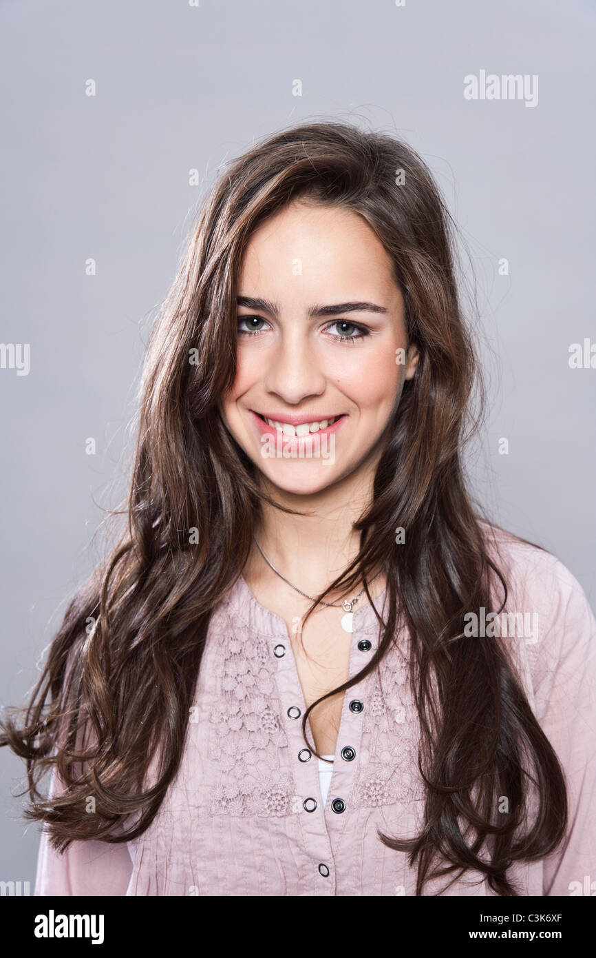 Girl smiling, portrait Stock Photo - Alamy