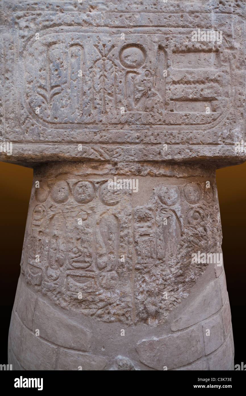Close up of column head in the Mosque of Abu el-Haggag atop the walls ...