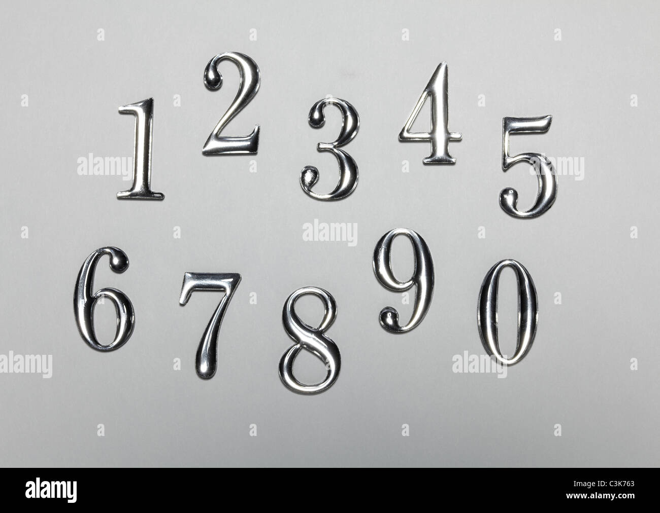 Row number shaped plates Stock Photo - Alamy