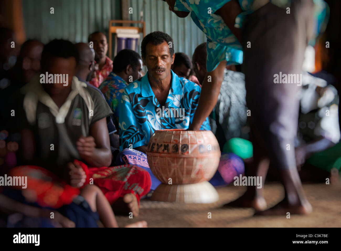 Kava ceremony, Naveyago Village, Sigatoka Valley, Viti Levu, Fiji Stock ...