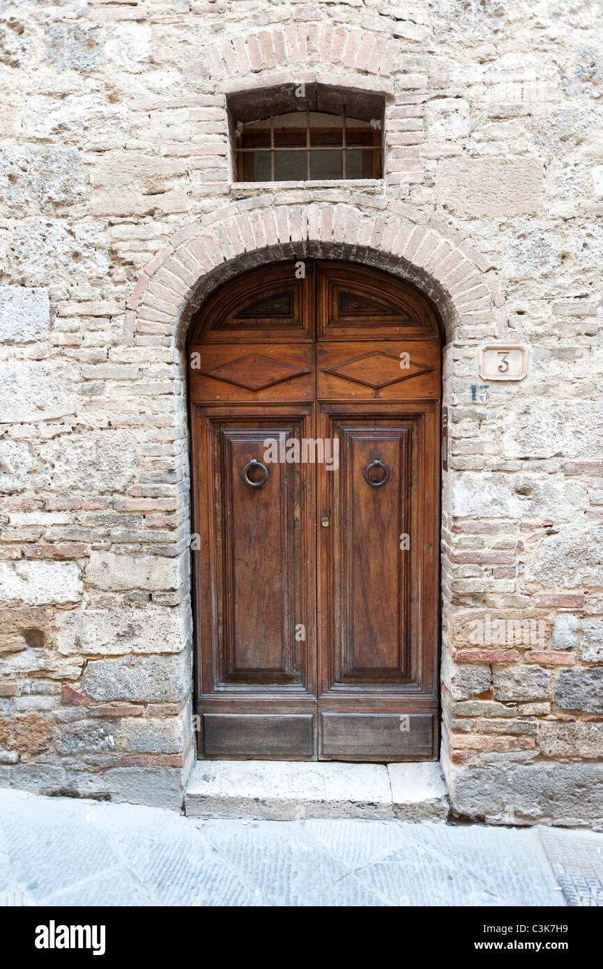 old wooden Italian door Stock Photo - Alamy